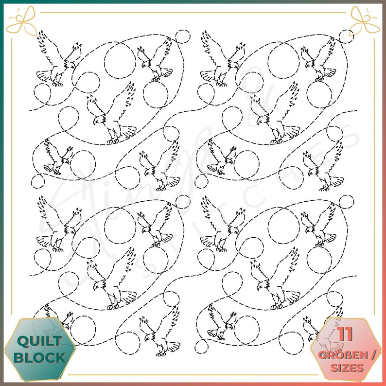 Eagle - Quilt Pattern - Embroidery Pattern (digital) - Edge to Edge Quilting - Quilt Pattern for ...