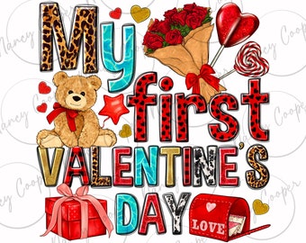 My First Valentine's Day Png Sublimation Design Download, Valentine's ...