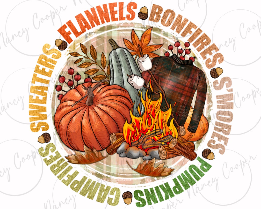 Bonfires Flannels Smores Sweaters Campfires Pumpkin Png, Fall Png ...