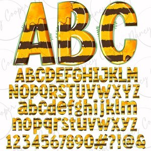 Daisy Honey Bee Alphabet Bundle Png, Bee Png, Honey Doodle Letters Png ...
