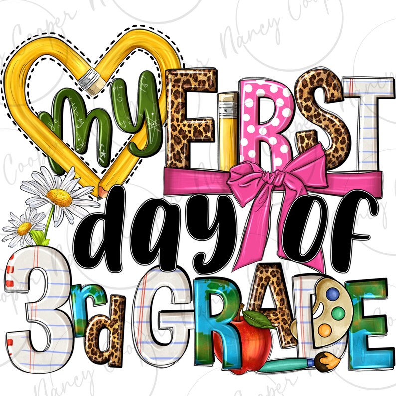 My First Day of 3rd. Grade Png Sublimation Design Download - Etsy