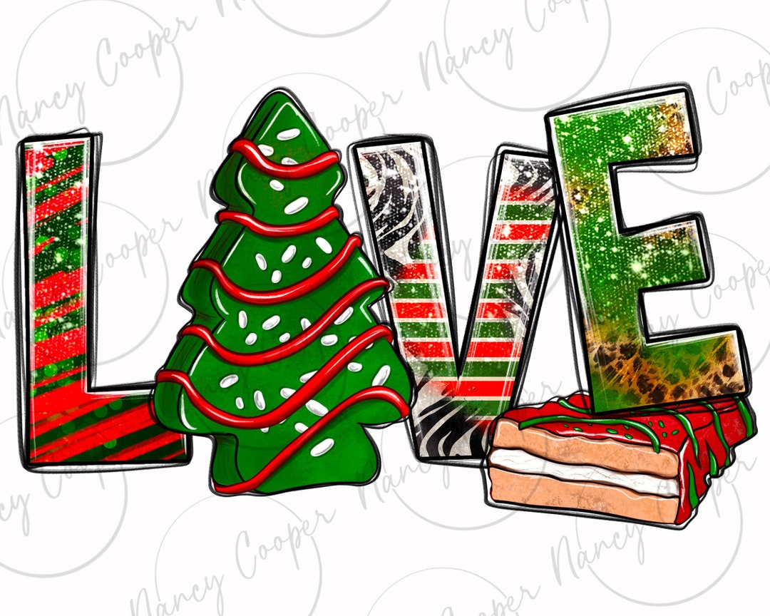 Love Christmas Tree Cake Png Sublimation Design Download, Christmas Png ...