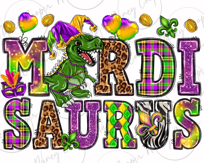 Mardi Saurus Png Sublimation Design Download, Happy Mardi Gras Png ...