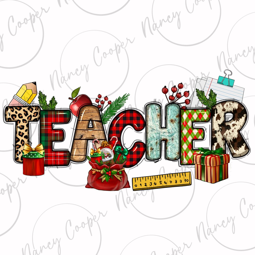 Christmas Teacher Png Sublimation Design Download, Merry Christmas Png ...