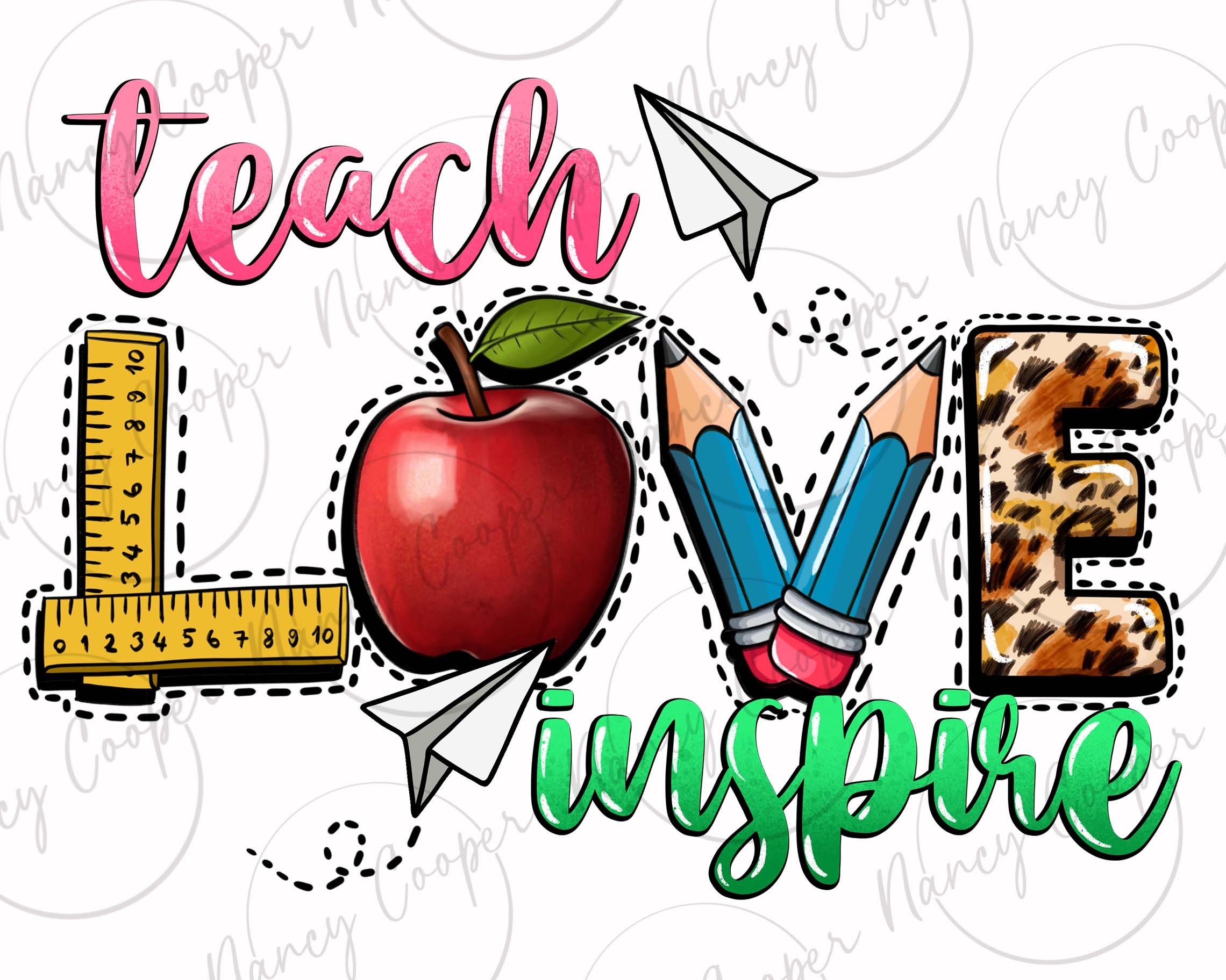 Teach Love Inspire Png Sublimation Design Download - Etsy