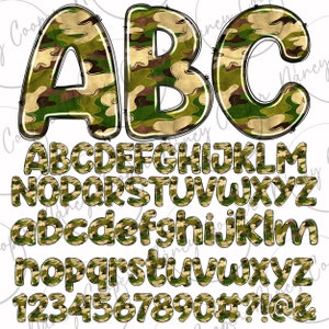 Army Alphabet Bundle Png, Army Png, Camouflage Doodle Letters Png ...