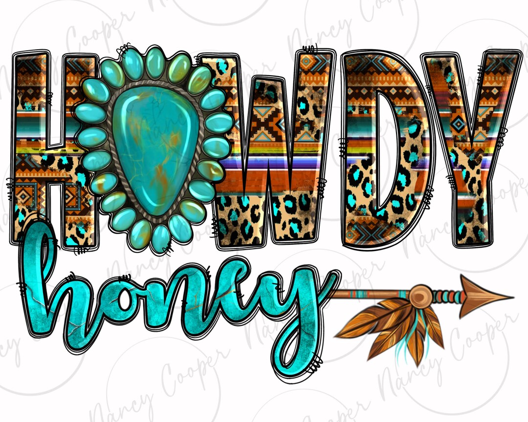 Western Howdy Honey Arrow Gemstone Png Sublimation Design Download ...