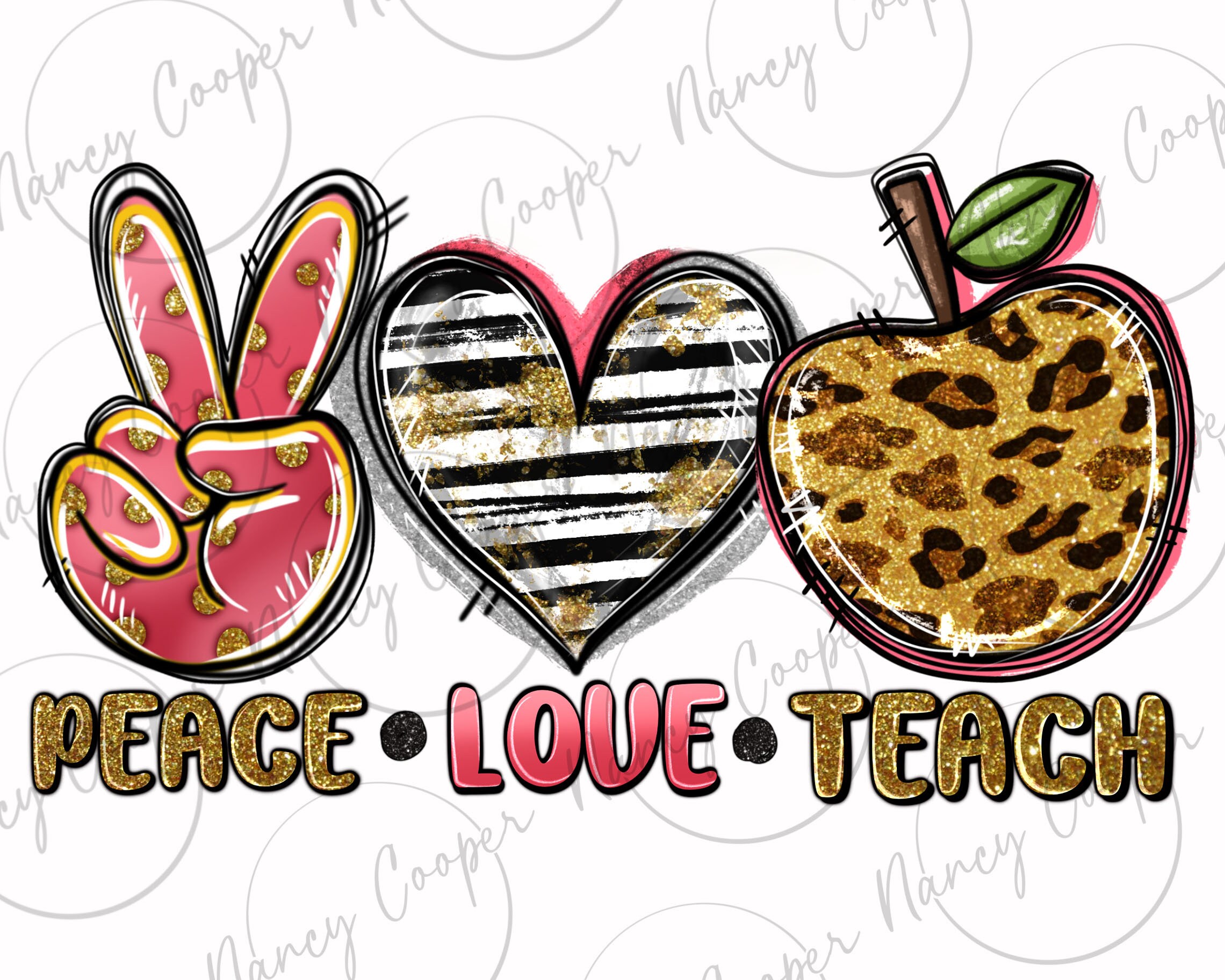 Peace Love Teach Png Sublimation Design Download - Etsy
