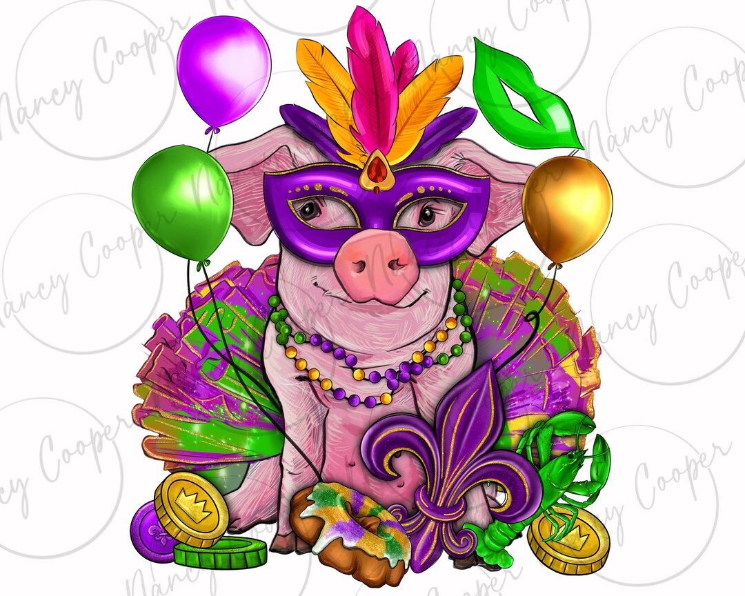 Mardi Gras Pig Png Sublimation Design Download, Happy Mardi Gras Png ...