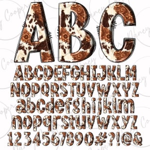 Western Alphabet Bundle Png, Cowhide Alphabet Png, Western Doodle ...