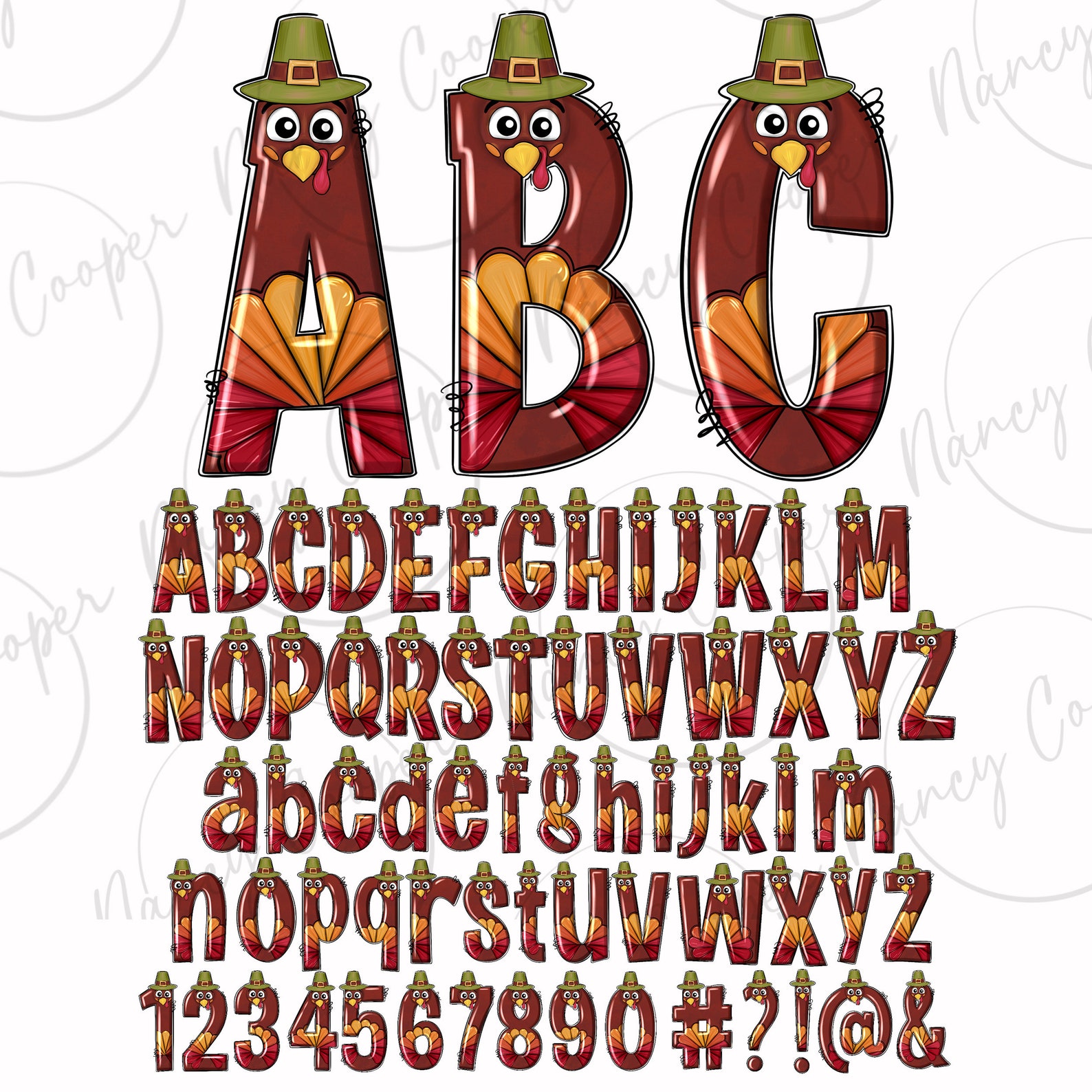 Thanksgiving Alphabet Bundle Png, Fall Png, Fall Doodle Letters Png ...