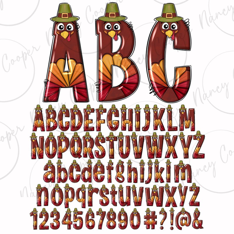 Thanksgiving Alphabet Bundle Png, Fall Png, Fall Doodle Letters Png ...