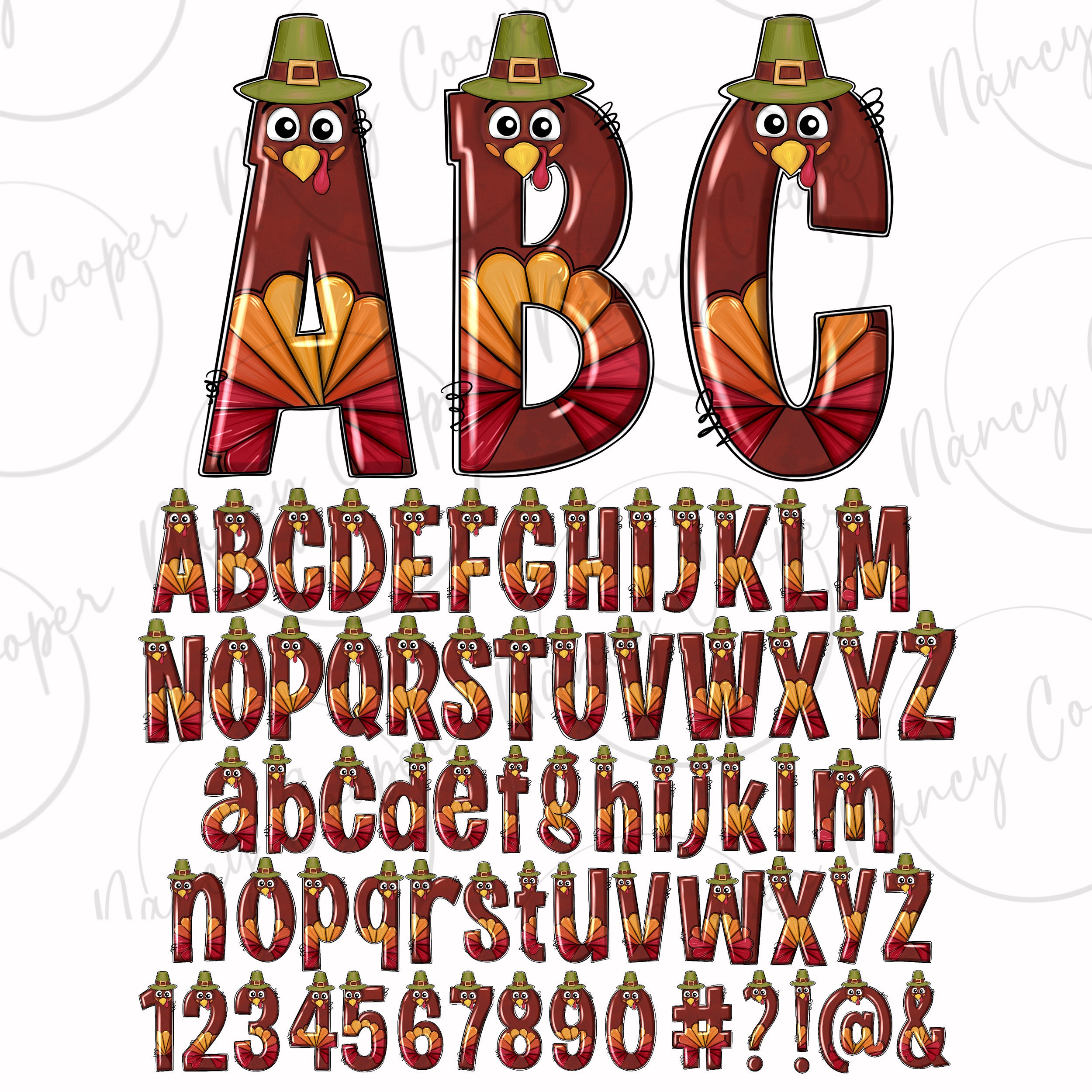 Thanksgiving Alphabet Bundle Png, Fall Png, Fall Doodle Letters Png ...