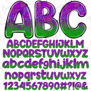 Mardi Gras Alphabet Bundle Png, Mardi Gras Png, Mardi Gras Doodle ...