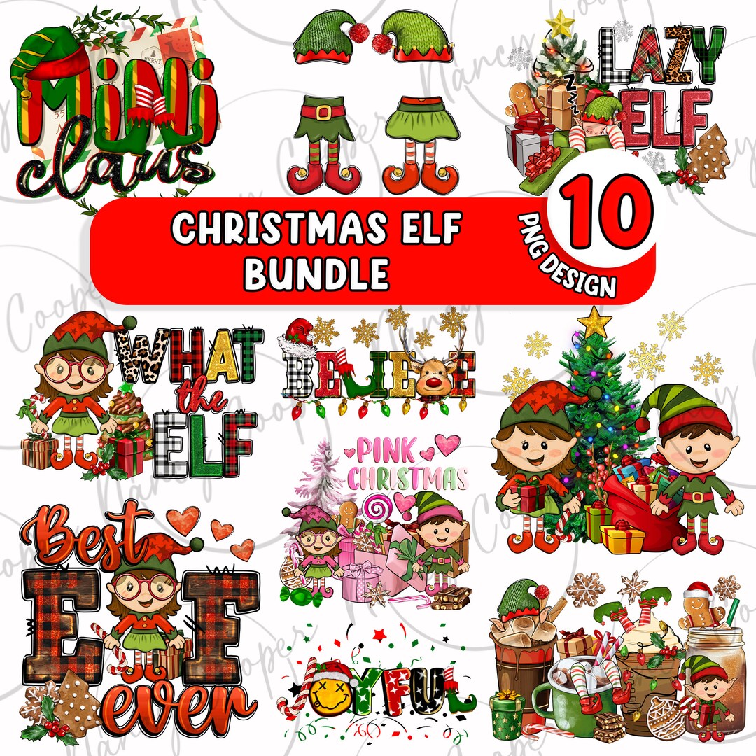Christmas Elf Bundle Png Sublimation Design Download, Merry Christmas ...