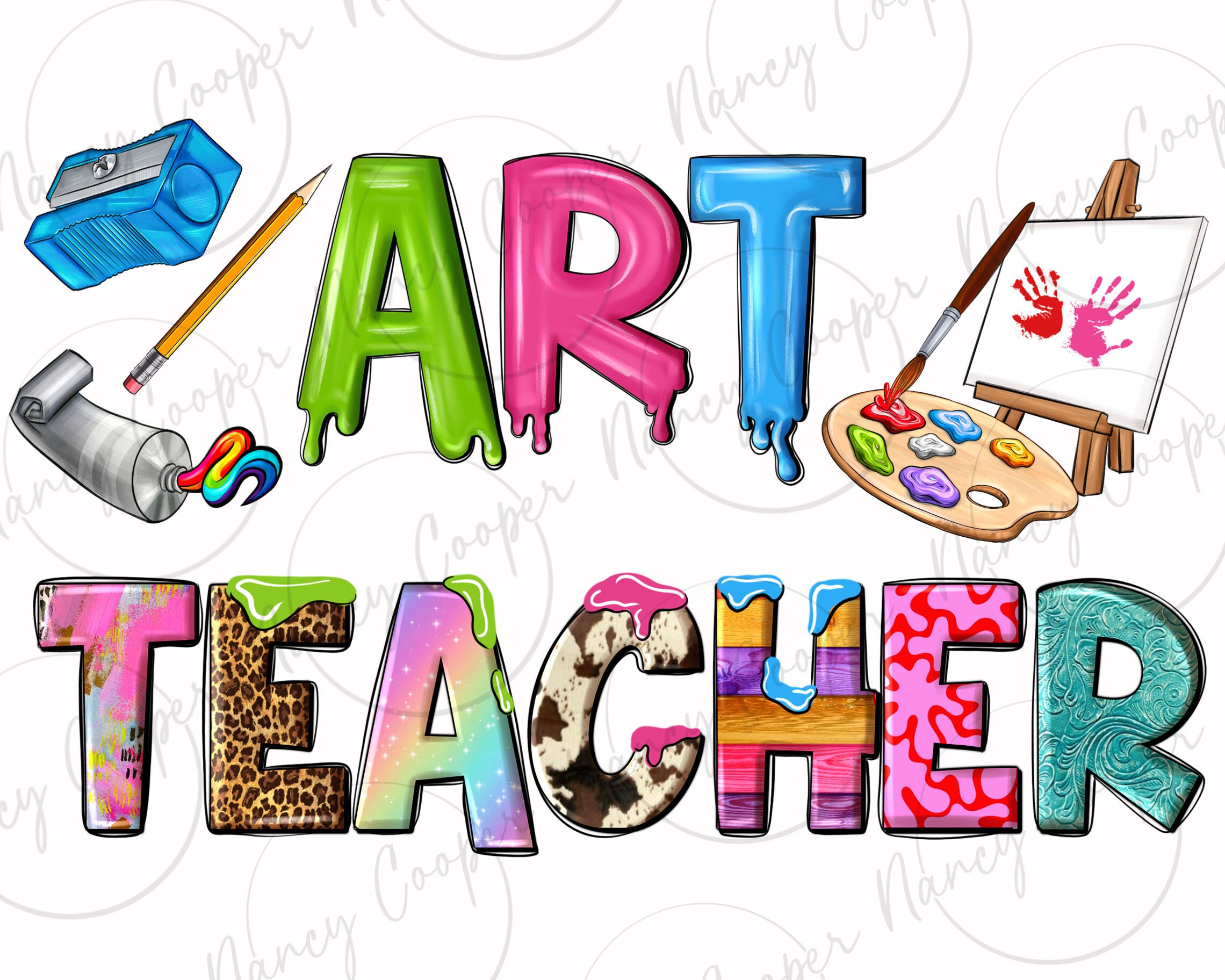 Art Teacher Png Sublimation Design Download, Teacher's Day Png, Teacher ...