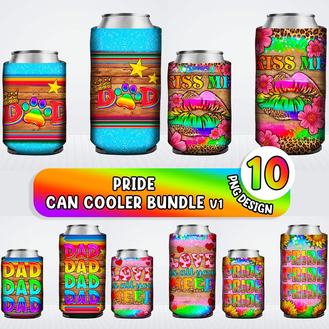 Pride 12 Oz Slim and Regular Soft Can Cooler Bundle V1 Png, Can Cooler ...