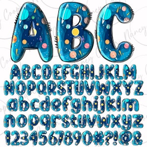 Space Alphabet Bundle Png, Space Png, Space Doodle Letters Png, Space ...