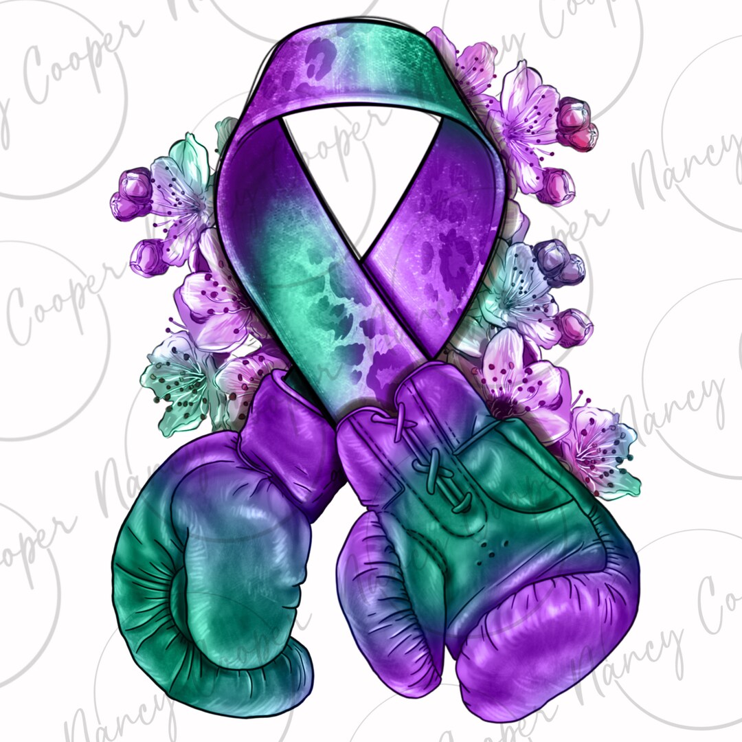 Purple and Green Anal Cancer With Boxing Gloves Png Sublimation Design ...