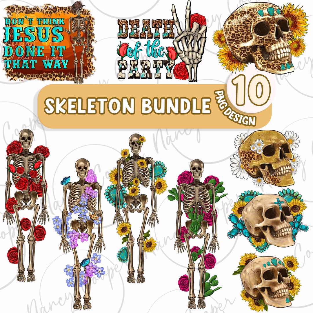 Skeleton Bundle Png Sublimation Design Download, Hand Drawn Skeleton ...