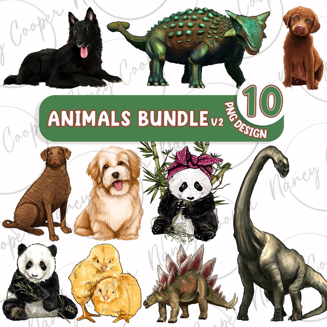 Animals Bundle V2 Png Sublimation Design Download, Hand Drawn Animals ...