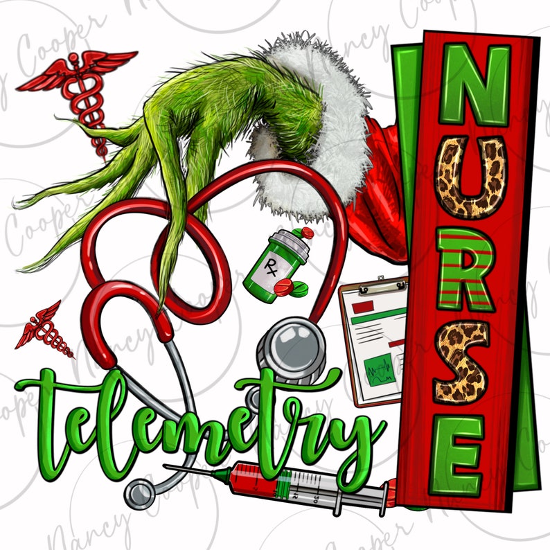 Christmas Character Telemetry Nurse Png Sublimation Design Download ...
