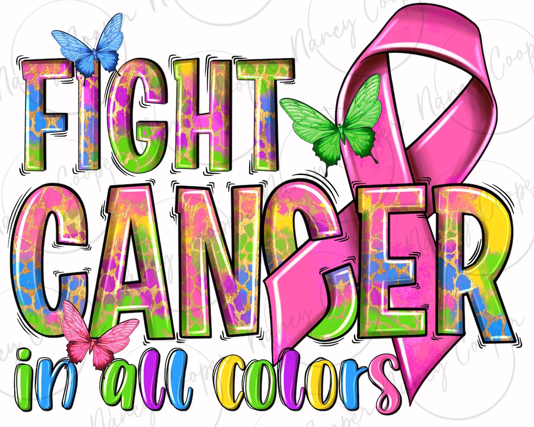 Fight Cancer in All Colors Png Sublimation Design Download, Breast ...