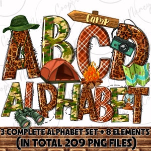 Camp Alphabet Png Files Bundle, Camp Doodle Letters Png, Camp Letters ...
