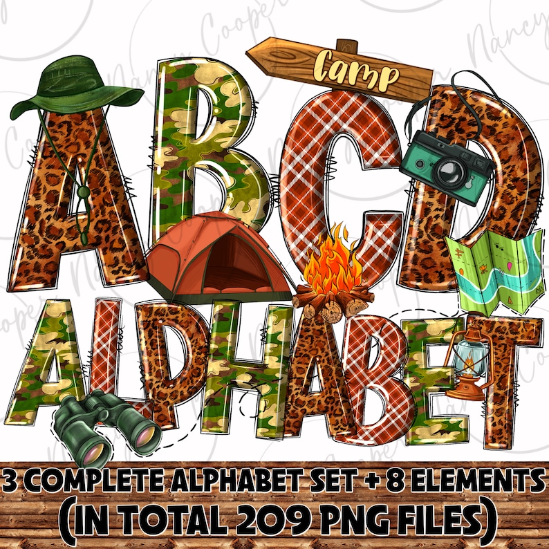 Camp Alphabet Png Files Bundle, Camp Doodle Letters Png, Camp Letters ...