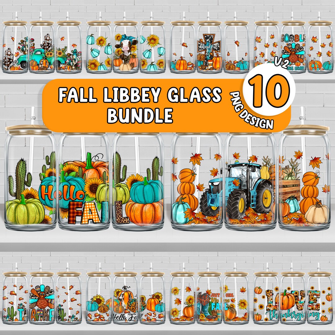 Fall 16 Oz Libbey Glass Wrap V2 Bundle Png, Libbey Wrap Png, Libbey ...