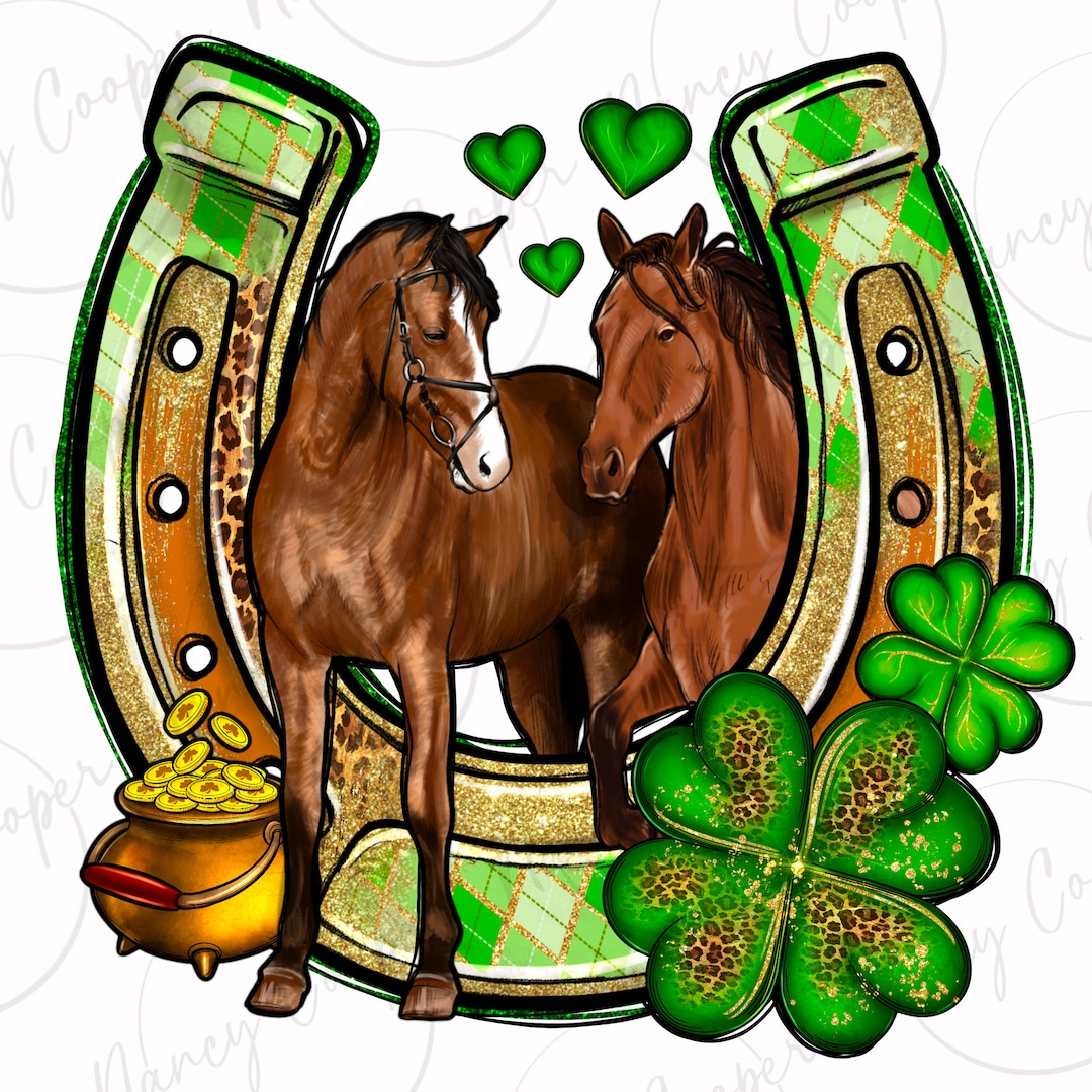 St. Patrick's Day Horse Horseshoe Png Sublimation Design Download ...