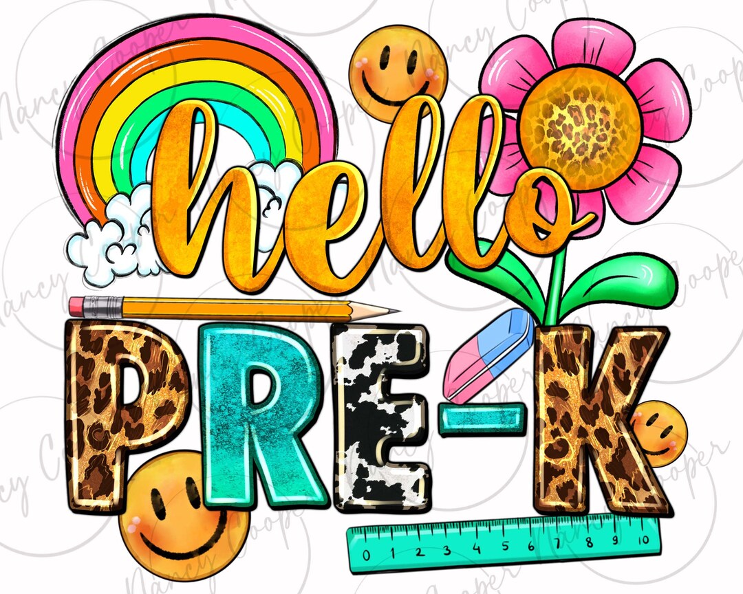 Hello Pre-k Png Sublimation Design Download, Back to School Png, School ...