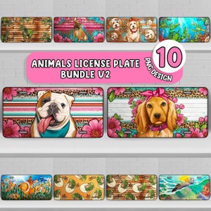 Animals License Plate Bundle V2 Png, Hand Drawn Animals Png, Western ...
