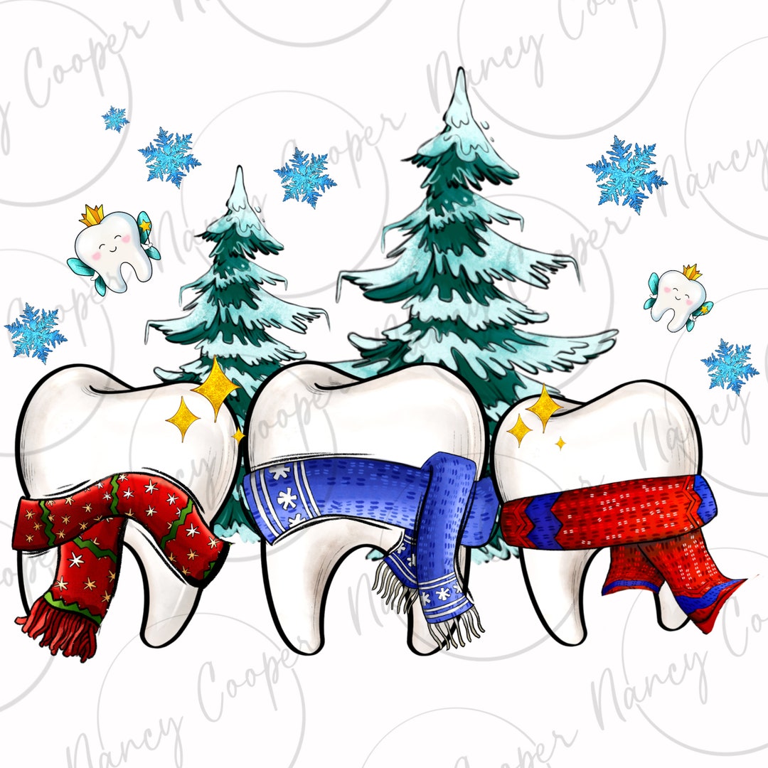 Dental Christmas Tree Teeth and Winter Png Sublimation Design Download ...