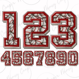 2 Baseball Numbers Set Png Files Bundle, Baseball Numbers Doodle ...