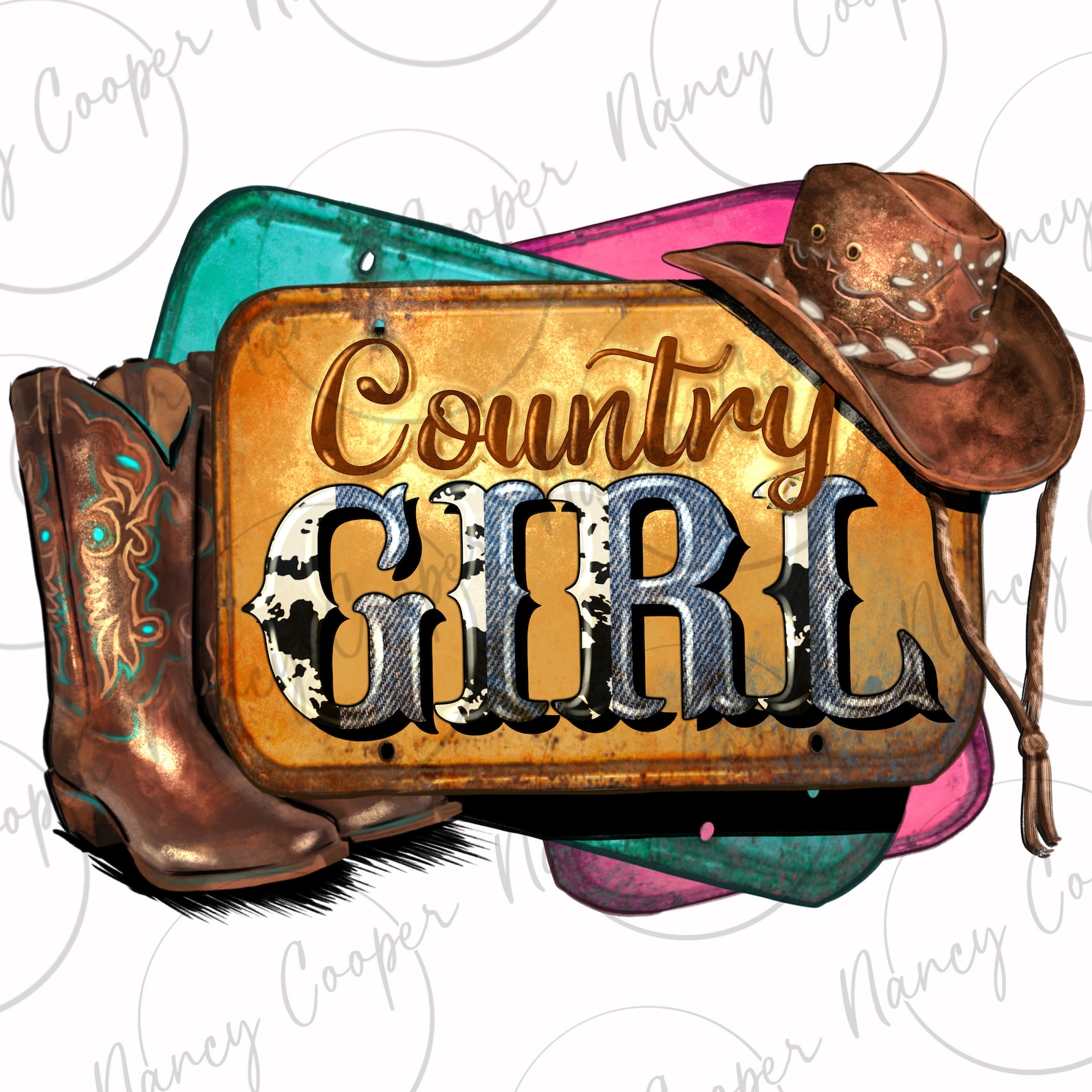 Country Girl Png Sublimation Design Download, Western Cowgirl Png ...