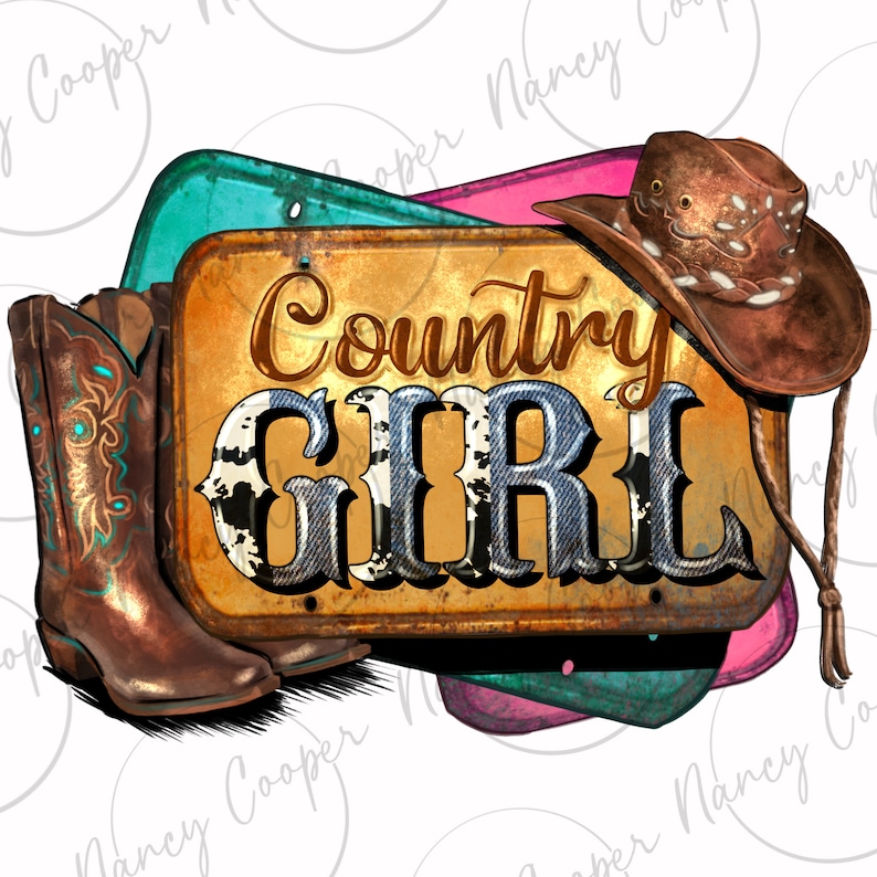 Country Girl Png Sublimation Design Download, Western Cowgirl Png ...