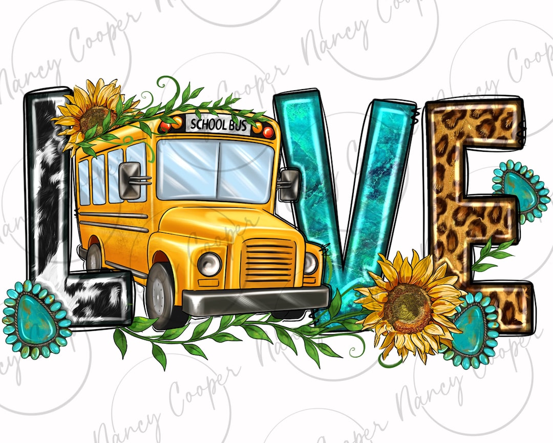 School Bus Love Png Sublimation Design Download, Back to School Png ...