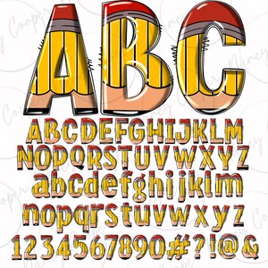 School Alphabet Bundle Png, Back to School Png, School Doodle Letters ...