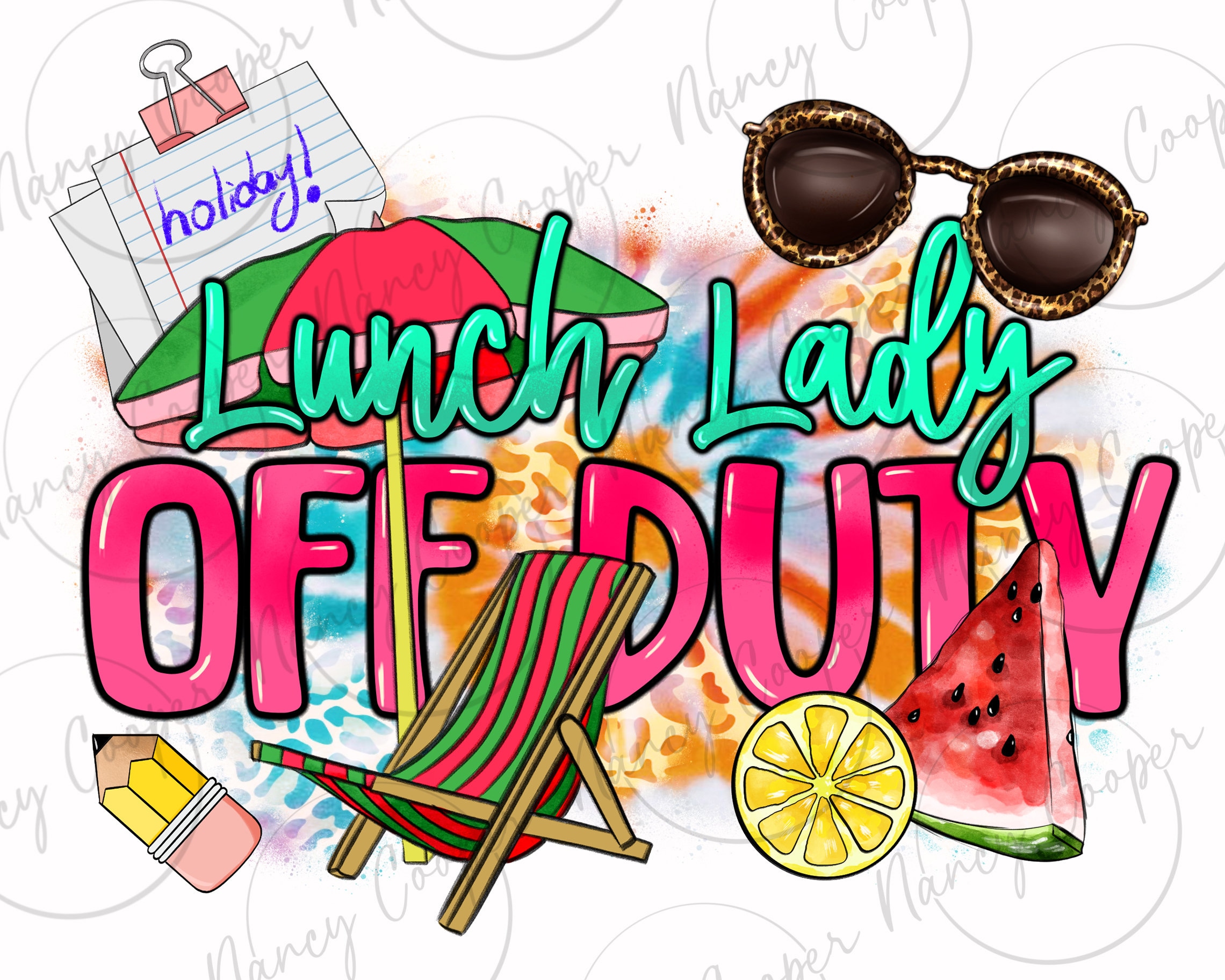 Lunch Lady off Duty Png Sublimation Design Download, Summer Time Png ...