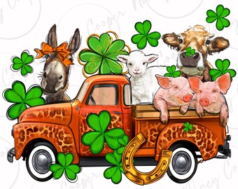St. Patrick's Day Farm Animals on Truck Png, St. Patrick's Day Png ...