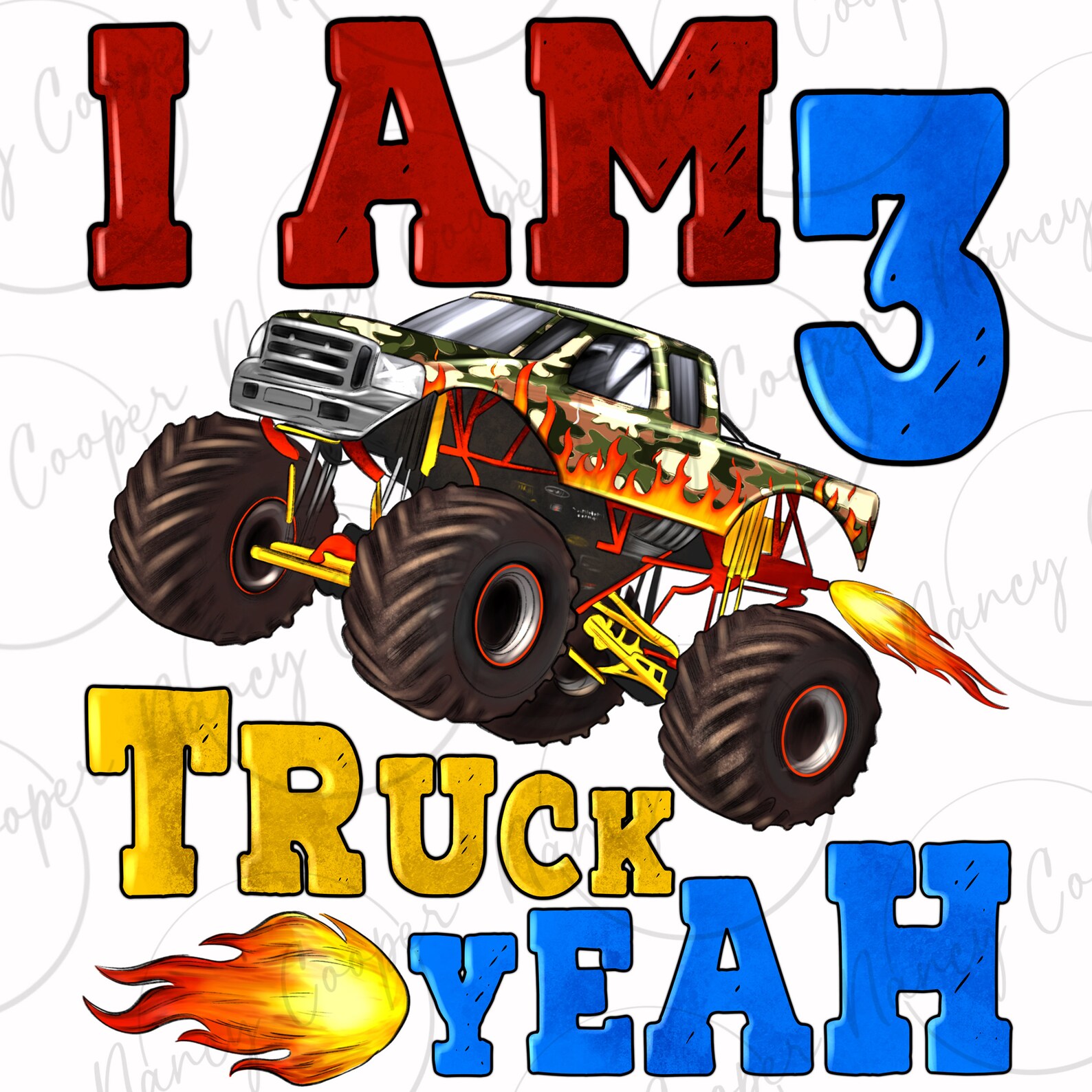 I Am Three Truck Yeah Png Sublimation Design Download, Boy Birthday Png ...