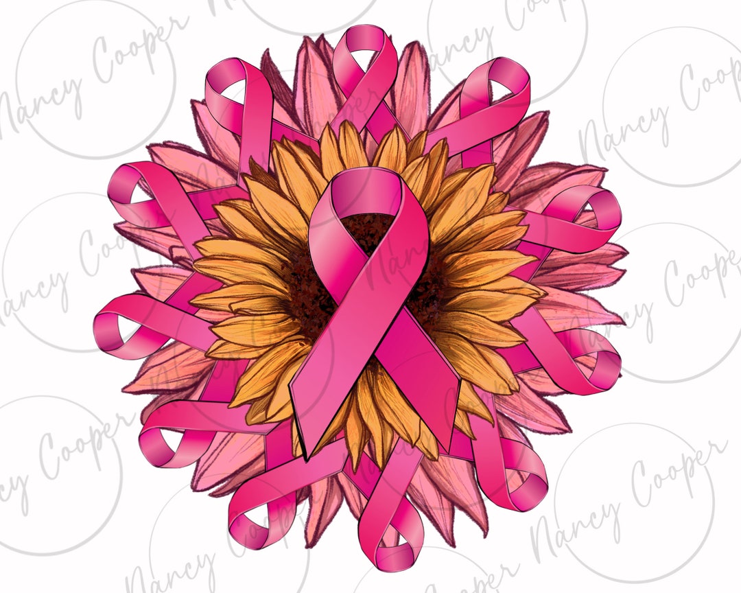 Cancer Ribbon Sunflower Png Sublimation Design Download, Breast Cancer ...