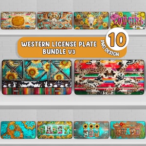 Western License Plate Bundle V3 Png, Western Patterns Png, Rodeo ...