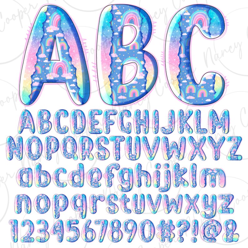 Unicorn Alphabet Bundle Png, Unicorn Png, Unicorn Doodle Letters Png ...