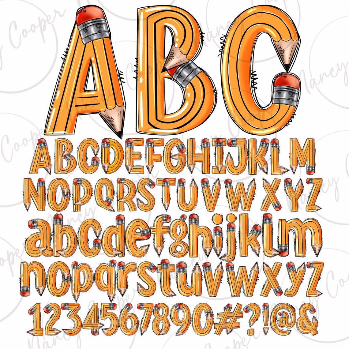 Teacher Alphabet Png Files Bundle, Teacher's Day Doodle Letters Png ...