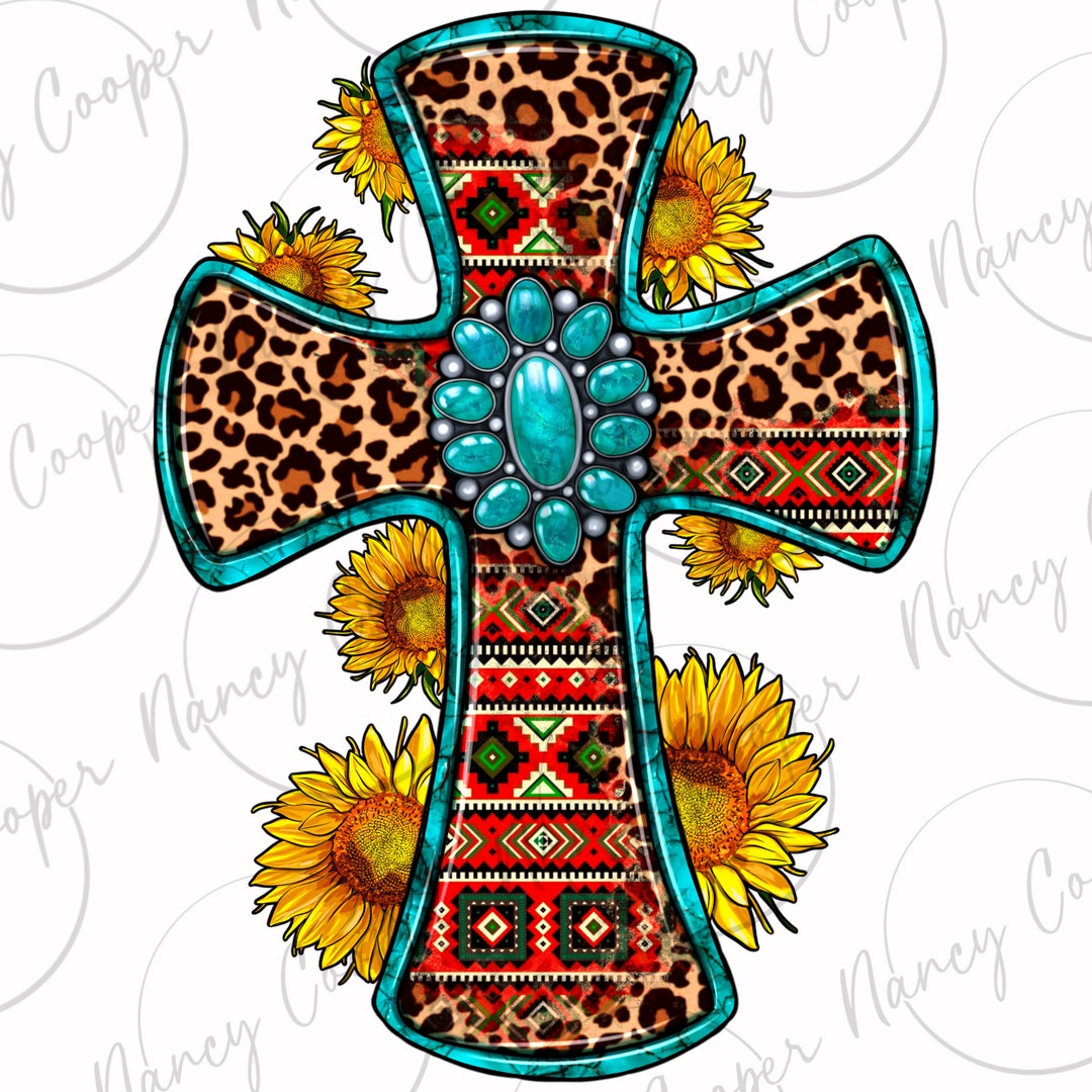 Western Cross Png Sublimation Design Download, Jesus Png, Gemstone ...