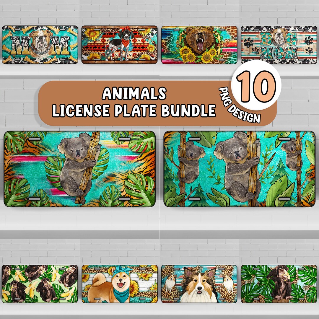 Animals License Plate Bundle Png, Hand Drawn Animals Png, Western ...