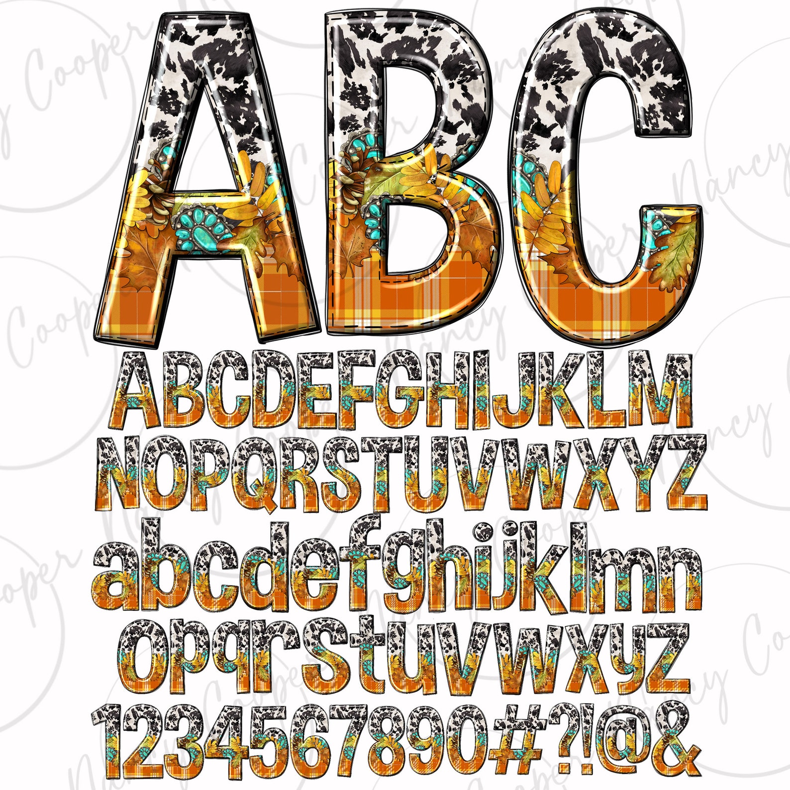 Fall Alphabet Png Files Bundle Fall Doodle Letters Png Fall - Etsy