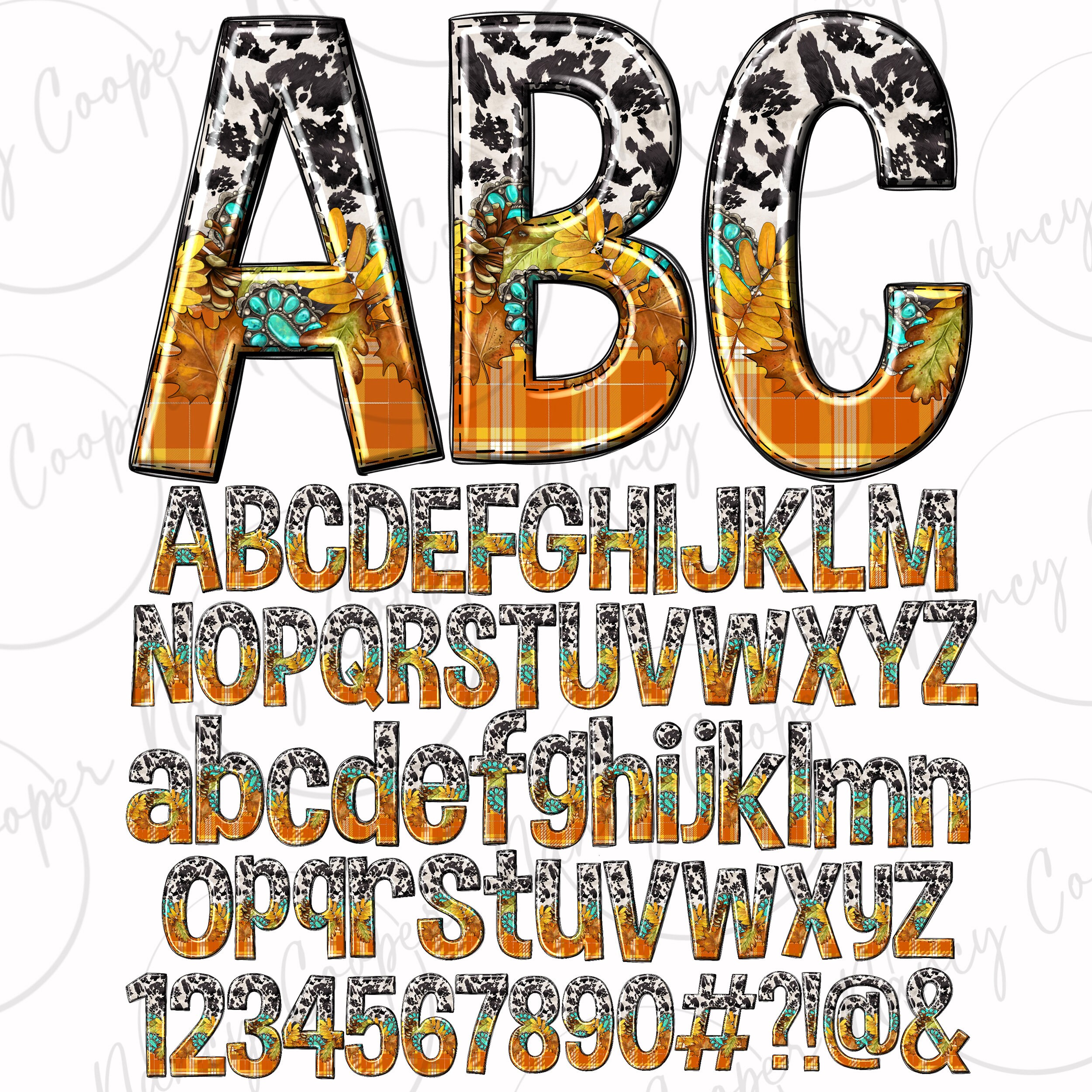Fall Alphabet Png Files Bundle Fall Doodle Letters Png Fall - Etsy